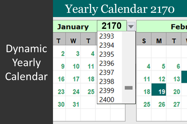 Dynamic Yearly Calendar For Excel Techronology