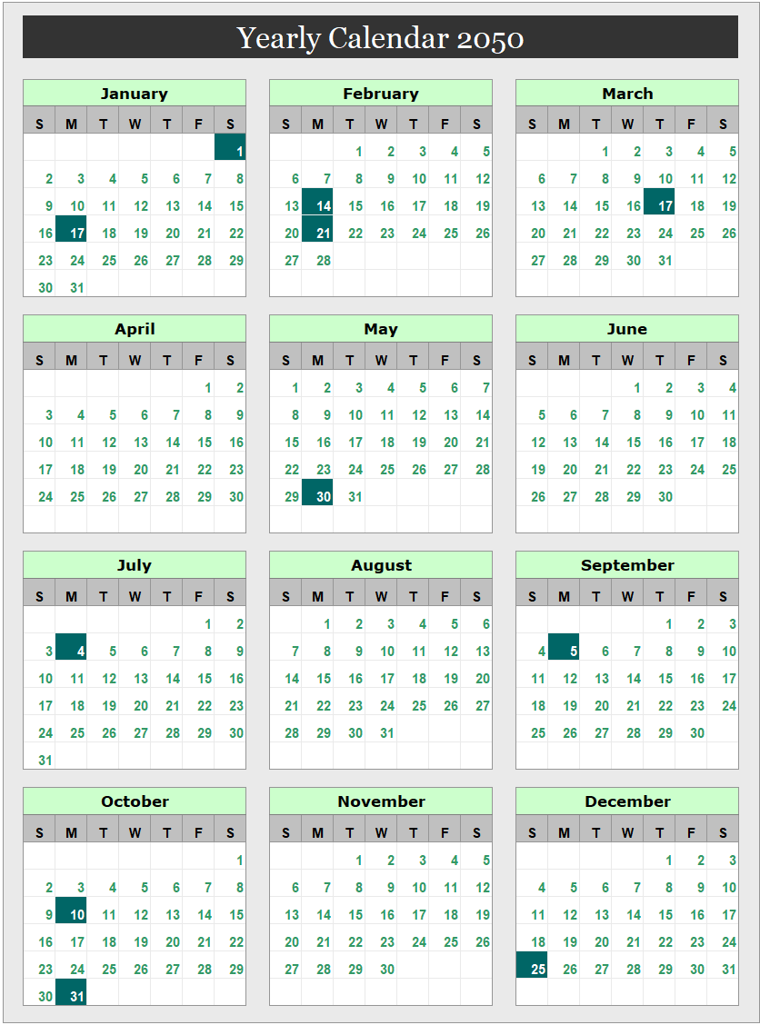 Dynamic Yearly Calendar For Excel Techronology